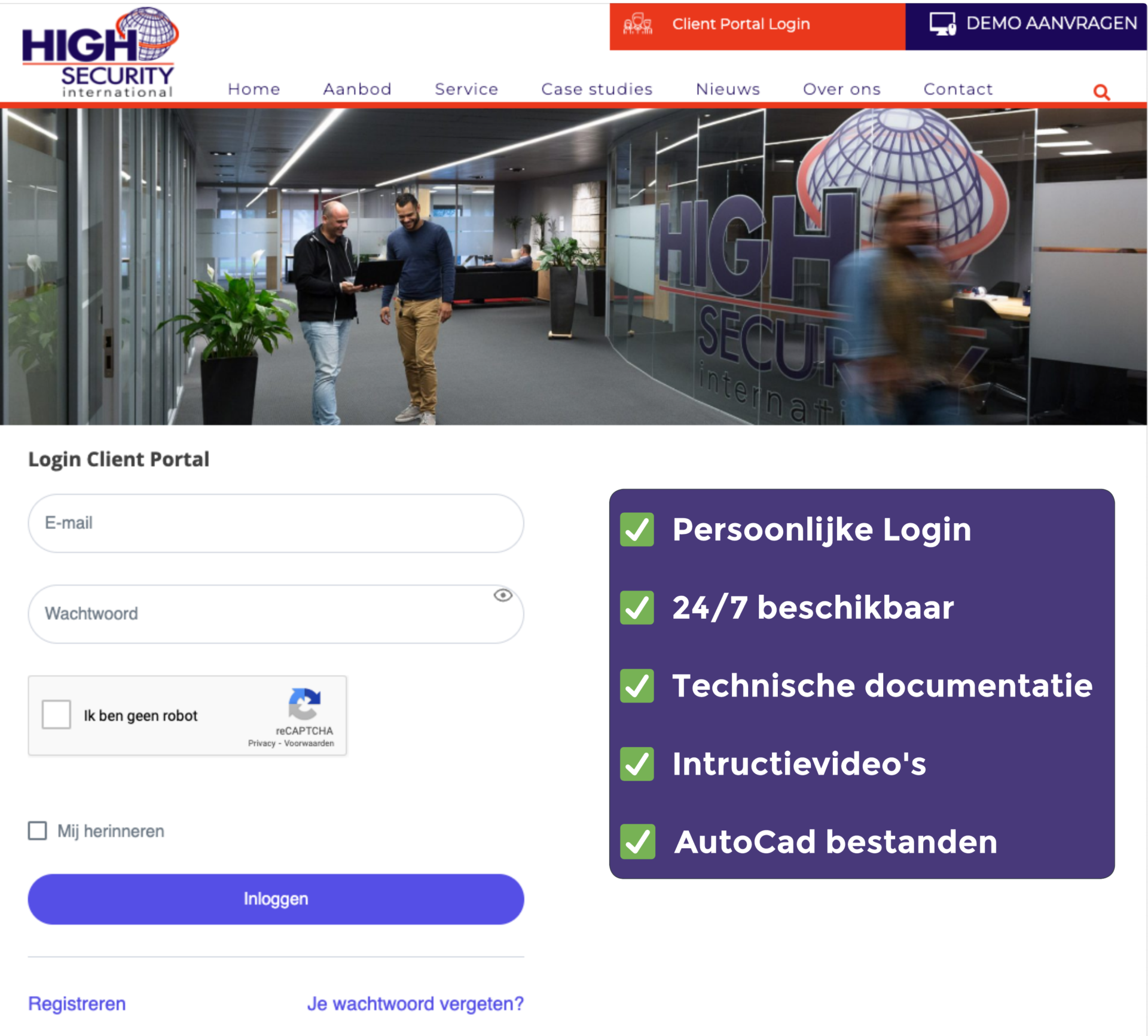 Ontdek ons nieuwe Client Portal - HIGH SECURITY international